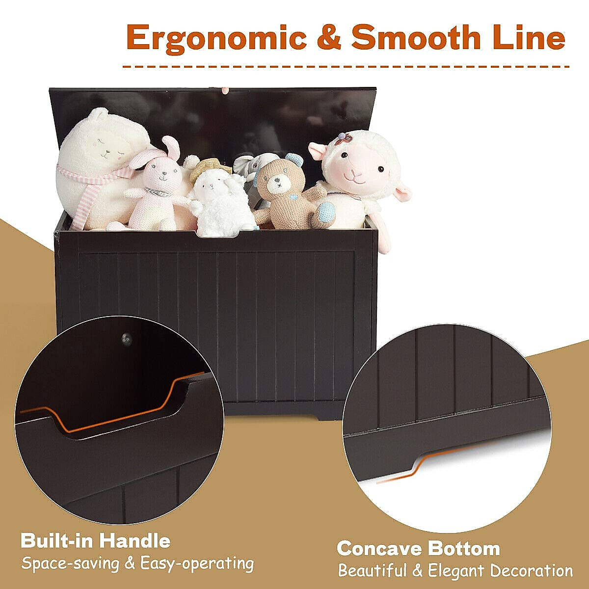 DORTALA Toy Chest Box, Large Storage Wooden Toy Organizer with Flip-Top Lid, Finger-Pinch Prevention Toy Storage Case for Bedroom/Living Room/Kindergarten,White