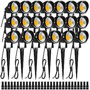 ZUCKEO 10W Low Voltage Landscape Lights Outdoor Landscape Lighting, 12V 24V Waterproof LED Spotlights 1000LM Warm White Light for Flood Garden Yard Pathway (20 Pack with Connectors)