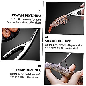 BESTonZON 2 Sets 2 Pcs Stainless Steel Shrimp Opener Household Cleaner Fish Scale Remover Kitchen Deveiner Seafood Shucker Seafood Cleaner Tool Stainess Steel Shrimp Peeler Prawn Deveiners