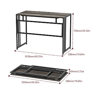 Gezen Folding Desk 40'' Computer Desk for Home Office, No Assembly Office Desk Foldable Simple Study Writing Desk Table for Small Spaces(Dark Grey)