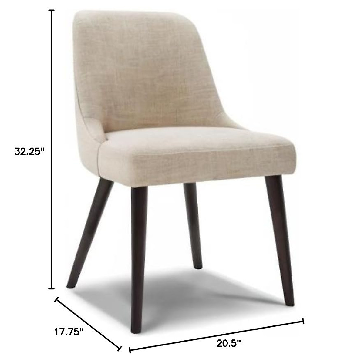 CHITA Mid-Century Modern Dining Chair, Upholstered Fabric Accent Chair for Dining Room, Set of 2, Flax Beige in Fabric