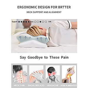 Bespilow Cervical Pillow for Neck and Shoulder Pain Relief,Contour Memory Foam Pillow with Hole,Ergonomic Orthopedic Neck Support Pillow for Side,Back and Stomach Sleepers with Breathable Pillowcase