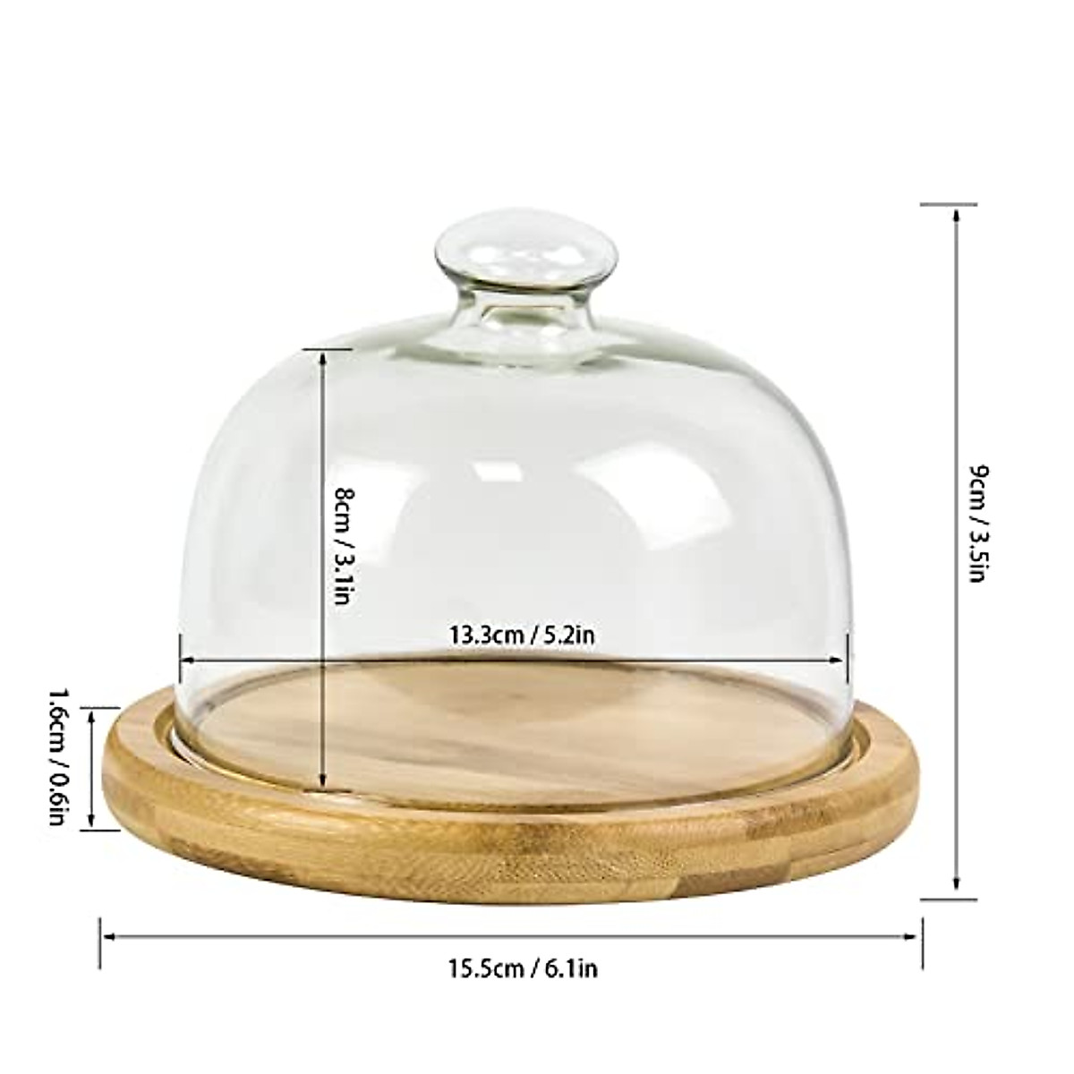 KVMORZE Glass Dessert Dome with Base, Mini Decorative Cake Tray with Glass Dome Cover, 5.9" Cake Fruit Display Server Tray for Kitchen, Birthday, Wedding, Appetizer Dessert and Cheese Serving Platter