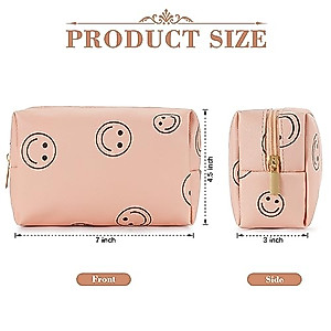 WALONER Makeup Bag For Women Preppy Makeup Bag Pu Leather Waterproof Cosmetic Bag Makeup Bag Organizer Cute Portable Makeup Bag As A Gift For Women Or,Pink