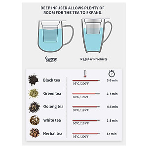 Sweese 20 OZ Porcelain Tea Mug with Infuser and Lid, Loose Leaf Tea Cup, Gifts for Tea Lover - White