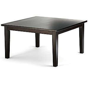 SIMPLIHOME Eastwood SOLID HARDWOOD 54 Inch Square Contemporary Dining Table in Java Brown, For the Dining Room