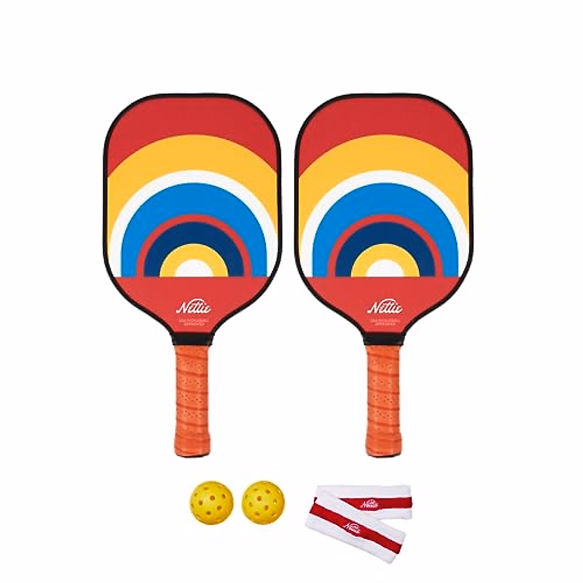Nettie Pickleball Co - Pickleball Paddle Set of 2 | Double Pack | Lightweight Honeycomb Core | Includes 2 Pickleball Balls & 2 Sweatbands | Premium Material (Ashbury and Ashbury)