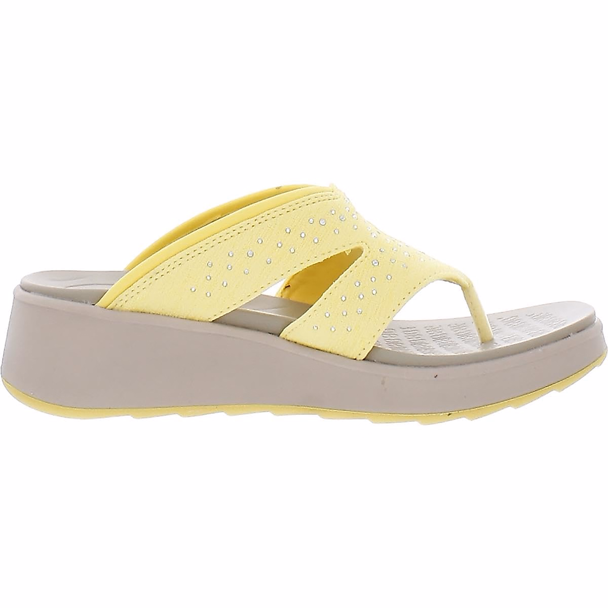 BZees Womens Nola Bright Embellished Slip On Wedge Sandals Yellow 9 Medium (B,M)