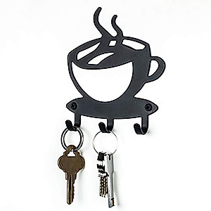 Shineweb Metal 3-Hook Key Holder Rack Coffee Cup Shape Hanger Wall Mount Home Office Organizer Wall Decor