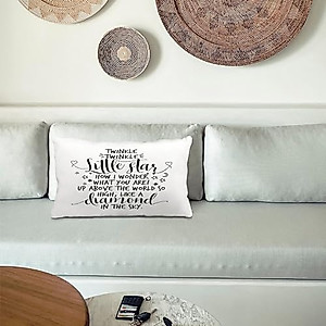 VERSUSWOLF Throw Pillow Cover Twinkle Twinkle Little Star Rectangular Sofa Pillow Case Cushion Cover for Home Couch Bed Decor 12x20 Inch