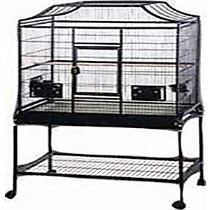 A&E Cage Company MA3221FL Platinum Elegant Style Flight Bird Cage with Stand Gray, 32 by 21 by 61"