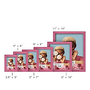 Renditions Gallery 3.5x5 inch Picture Frame Modern Style Wood Pattern and High Definition Glass Ready for Wall and Tabletop Photo Display, Pink Frame