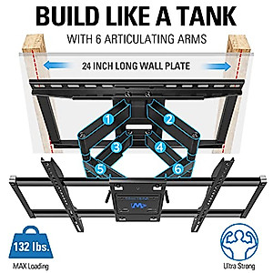Mounting Dream TV Wall Mount TV Bracket for Most 42-90 Inch TV, UL Listed Full Motion TV Mount with Articulating Arms, Max VESA 800x400mm 132 lbs. Loading, Fits 16", 18", 24" Studs MD2298-XL