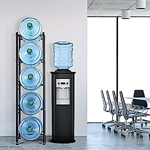 MOOACE 5-Tier Water Jug Rack, 5 Gallon Detachable Water Bottle Holder Organizer Storage Rack, Black