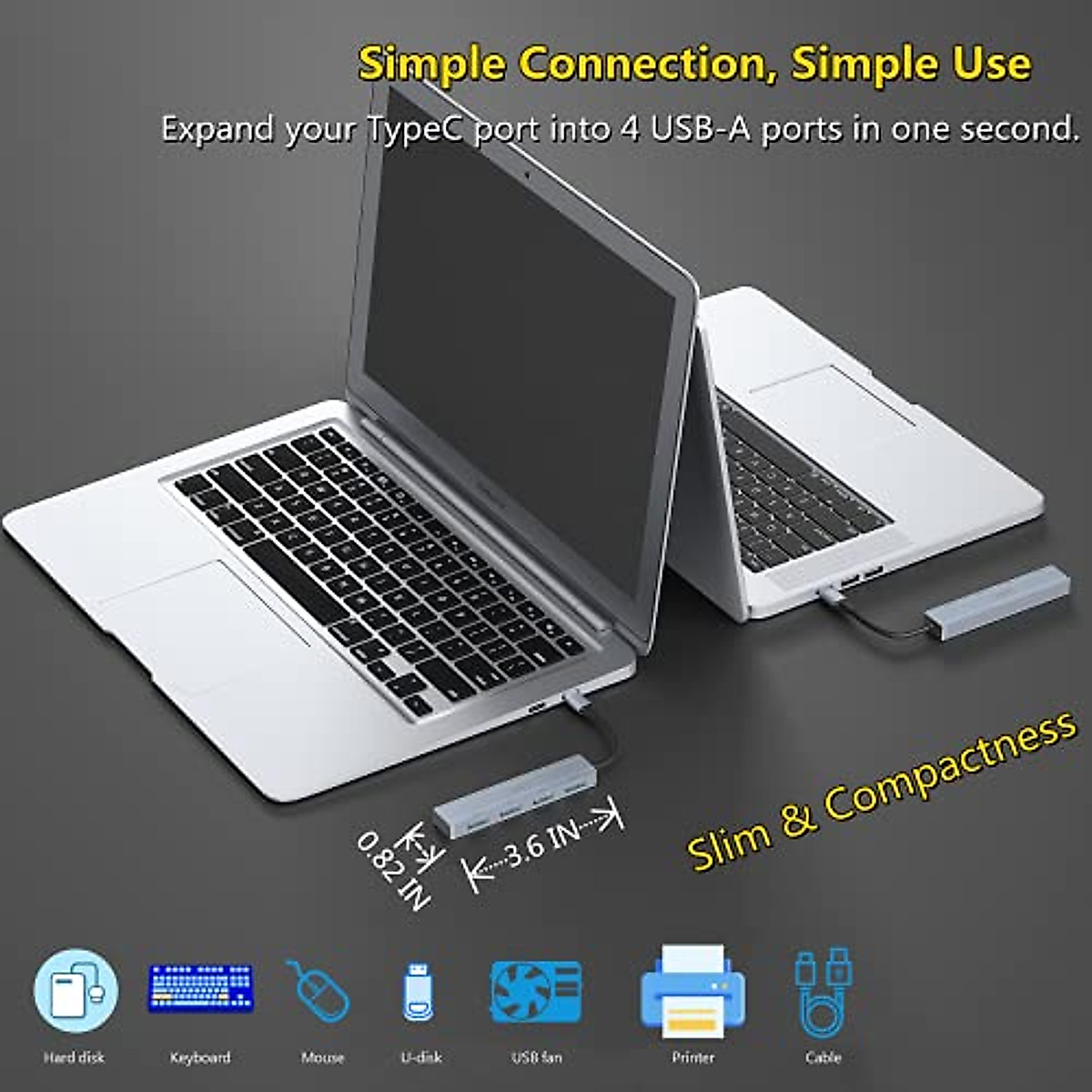 TargetGo USB C Hub with 4 Ports, Aluminum Type USB C to USB 3.0 Adapter for iPhone 15, Laptop, MacBook Pro/Air, iPad Pro, Chromebook, Pixelbook, XPS, Galaxy S10+/S10/S9/S8...