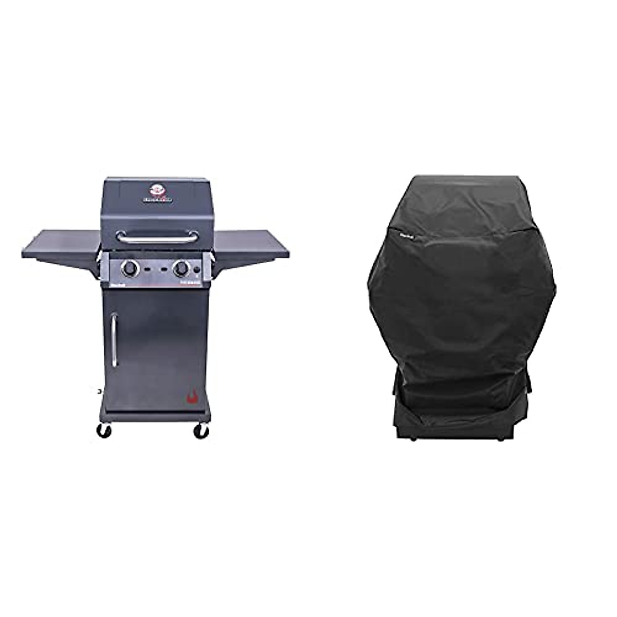 Char-Broil 463655621 Performance TRU-Infrared 2-Burner Cabinet Style Liquid Propane Gas Grill, Metallic Gray & Performance Smoker Cover, Grill Small