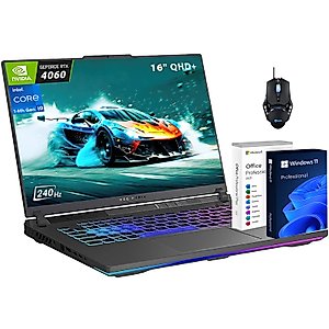 ASUS ROG Strix G16 Gaming Laptop 2024, 16" 240Hz QHD+, Intel 14th Gen Core i9-14900HX (Up to 5.8GHz), GeForce RTX 4060, 32GB DDR5, 1TB SSD, Backlit KB, Wi-Fi 6E, Win11 Pro & MS Office Lifetime License
