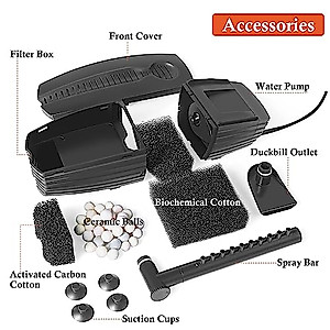 FEDOUR 165GPH Aquarium Filter, 8W Adjustable Fish Tank Filter Pump, Submersible Internal Filter for 10-50 Gallon Tank, with Biochemical Cotton, Activated Carbon Cotton, Ceramic Balls