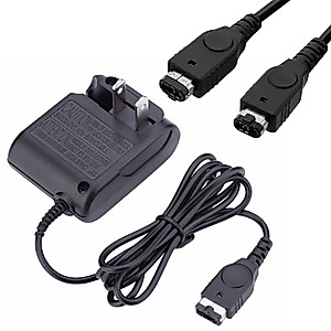 GBA SP Charger and Link Cable Set, AC Adapter and 2 Player Game Link Cable for Gameboy Advance SP, Wall Travel Charger Power 5.2V 450mA for Game Boy Advance SP