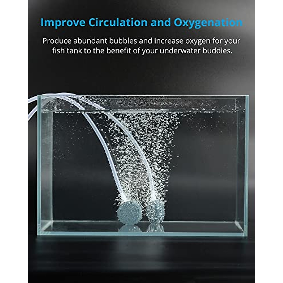 NICREW UFO Aquarium Air Pump, Ultra Silent Air Aerator Pump for Fish Tank, Oxygen Pump with Dual Outlets, Accessories Included, 2.5W