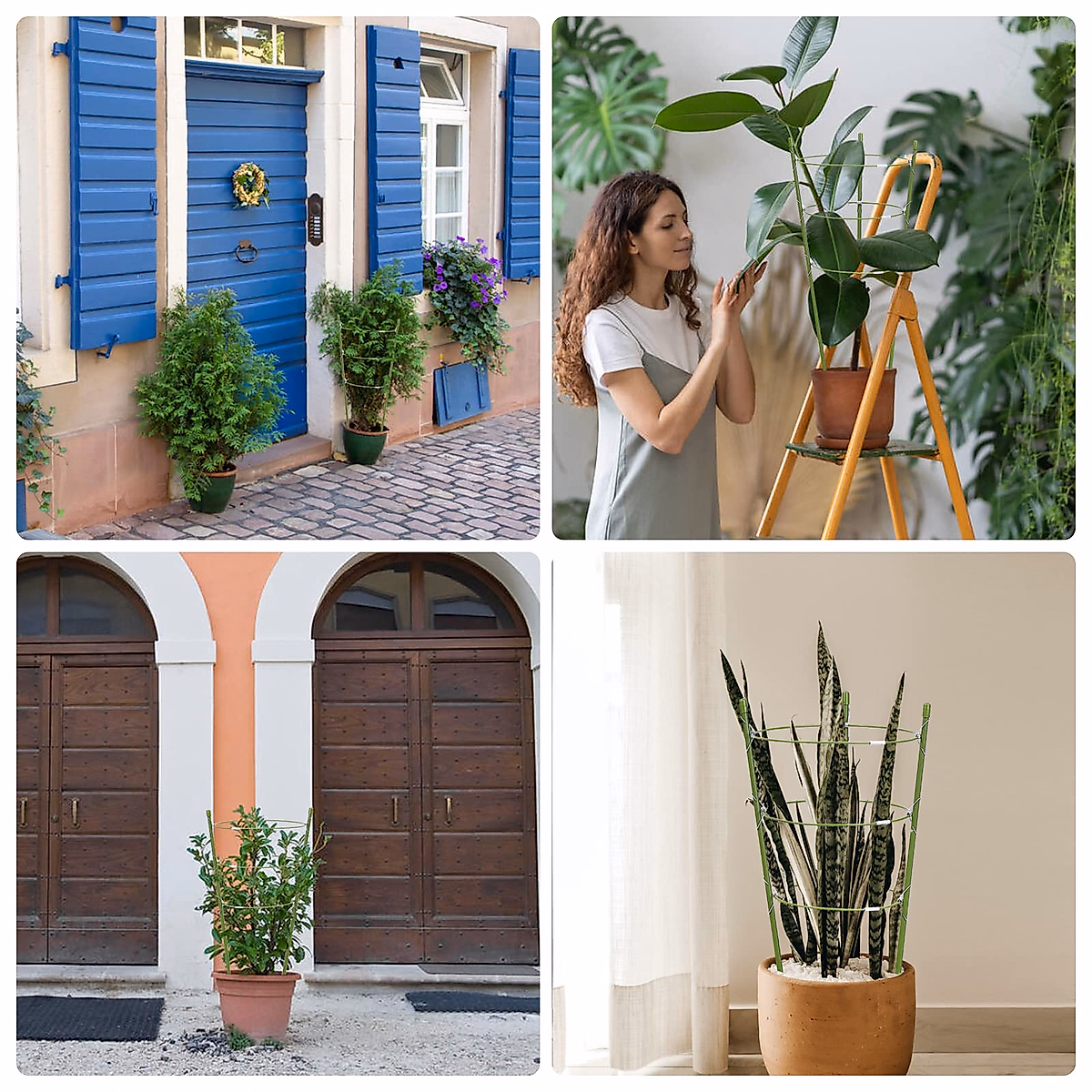 JCKHXG 4 Pack Tomato Cage, 18 inches Plant Support Cages for Garden, Upgrade Garden Plant Stakes with Adjustable Rings, Plants Trellis for Tomato, Flower, Climbing Plants, with Twist Tie