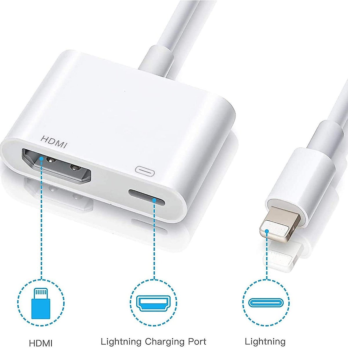 [Apple MFi Certified] Lightning to HDMI Adapter for iPhone 1080P HDMI Digital AV Adapter Sync Screen Connector with Charging Port Support for iPhone 11 XS XR X 8 7 iPad iPod on HD TV Monitor Projector