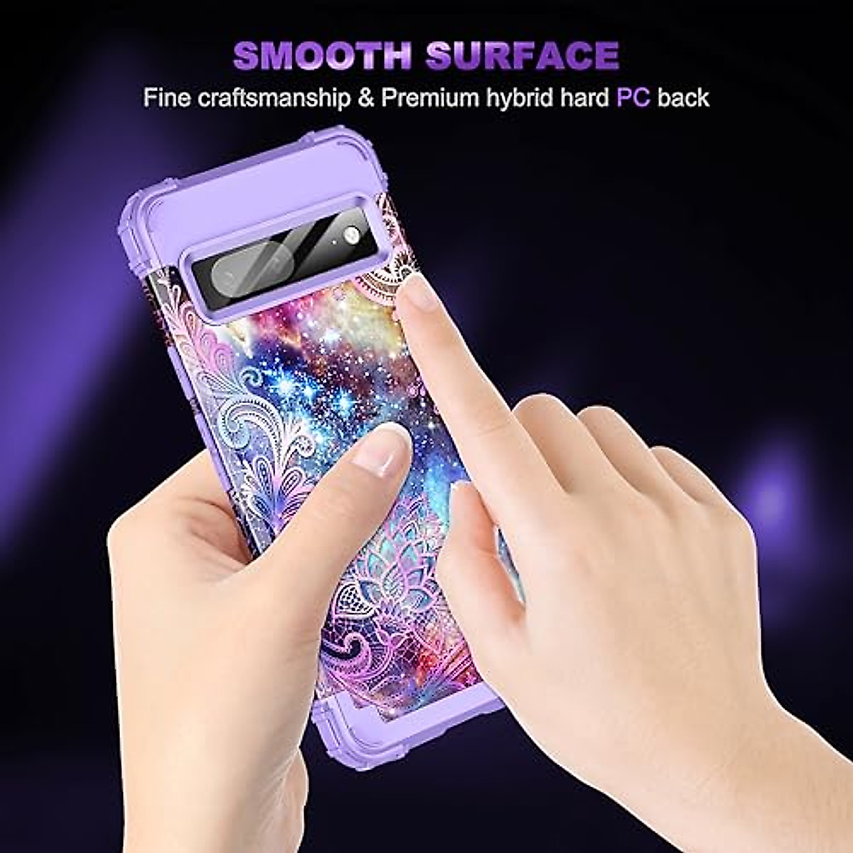 Uamark for Google Pixel 7 Pro Case,Three Layer Heavy Duty Sturdy Shockproof Full Body Drop Protective Women Girl Cover with 2 Camera Lens Protector Case for Google Pixel 7 Pro 5G (2022),Purple