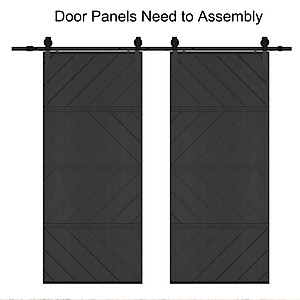 BARNER HOME 72"(Double 36") x 84" Sliding Barn Door, MDF, with Waterproof Surfac, DIY Assemble, Pre-drilled Barn Door Slab with Installation Hardware Kit, Black