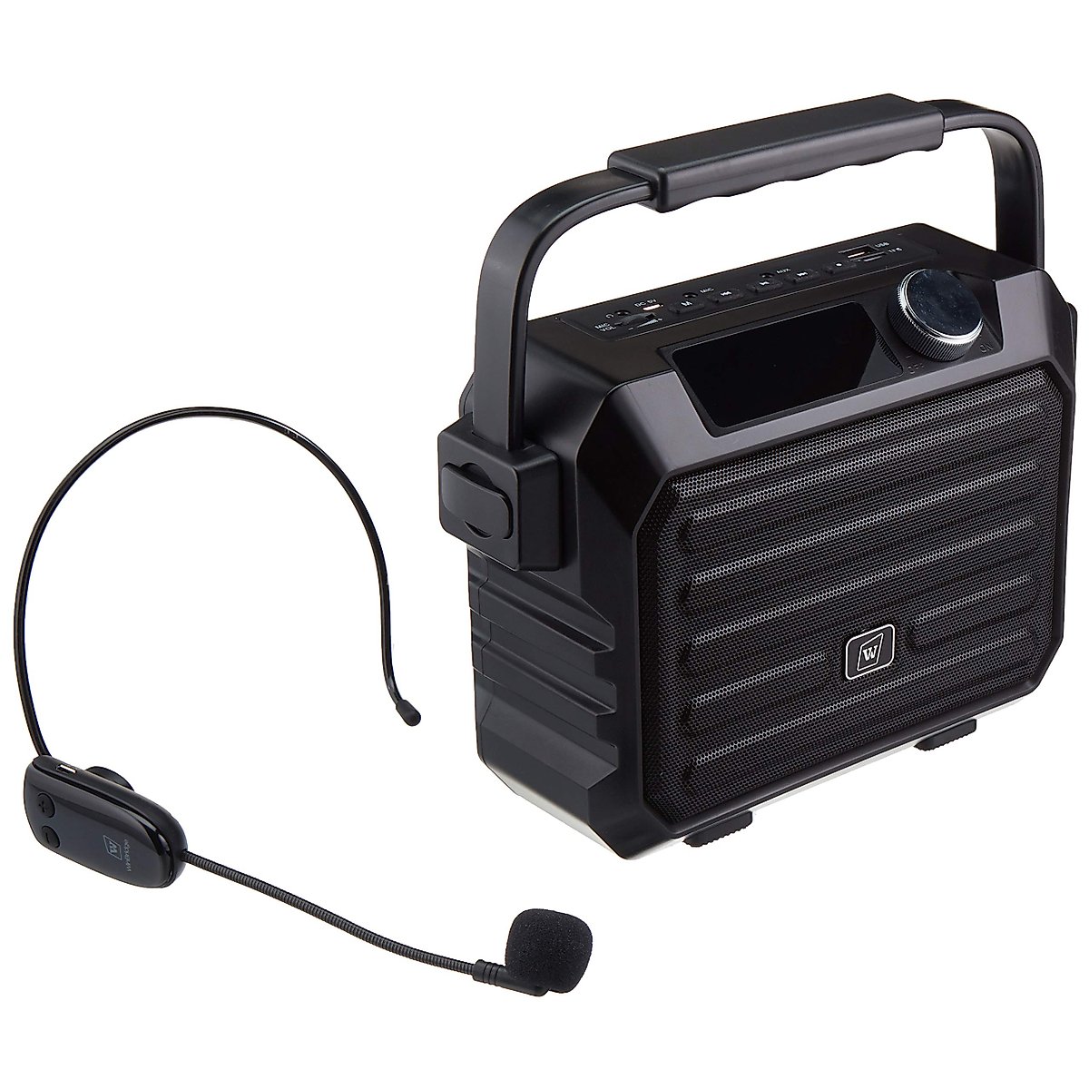 Portable Mini Bluetooth PA System with Wireless Headset Microphone 30W Personal Pa Speaker Rechargeable Voice Amplifier Supports Echo/FM Radio/AUX-in Mode/USB Input/TF Card
