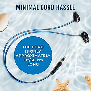 H2O Audio Surge S+ Waterproof Sport Short Cord Headphones for Swimming and Underwater Activities | in-Ear Sweatproof, Dustproof, Water-Resistant Noise Cancelling Earbuds for iPods and MP3 Players