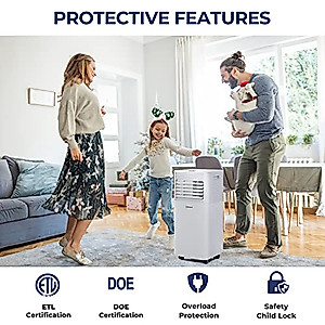 COSTWAY Portable Air Conditioner, 4-in-1 Air Conditioner for Room Spaces up to 350sq.ft, with Remote Control, 24H Timer & Window Venting Kit, Multi-function & Powerful AC Unit with Sleep Mode for Bedroom, Living Room, Office (10000BTU, White)