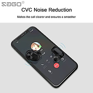 SZSAGO Bluetooth-Wireless-Earbuds W1S True Wireless Earphones with Digital LED Display Charging Case, IPX7 Waterproof, USB C Charging, Stereo Headphones in-Ear Headset,Built-in Mic(Black)