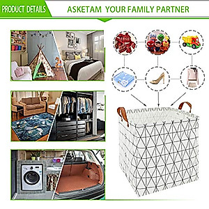 ASKETAM Square Canvas Collapsible Fabric Baby Toy Box Storage Bin Bedroom Decor Closet Kids Laundry Baskets Toy Organizer,Shelf Basket Nursery Storage,Gift Baskets(Geometric Rhombus)