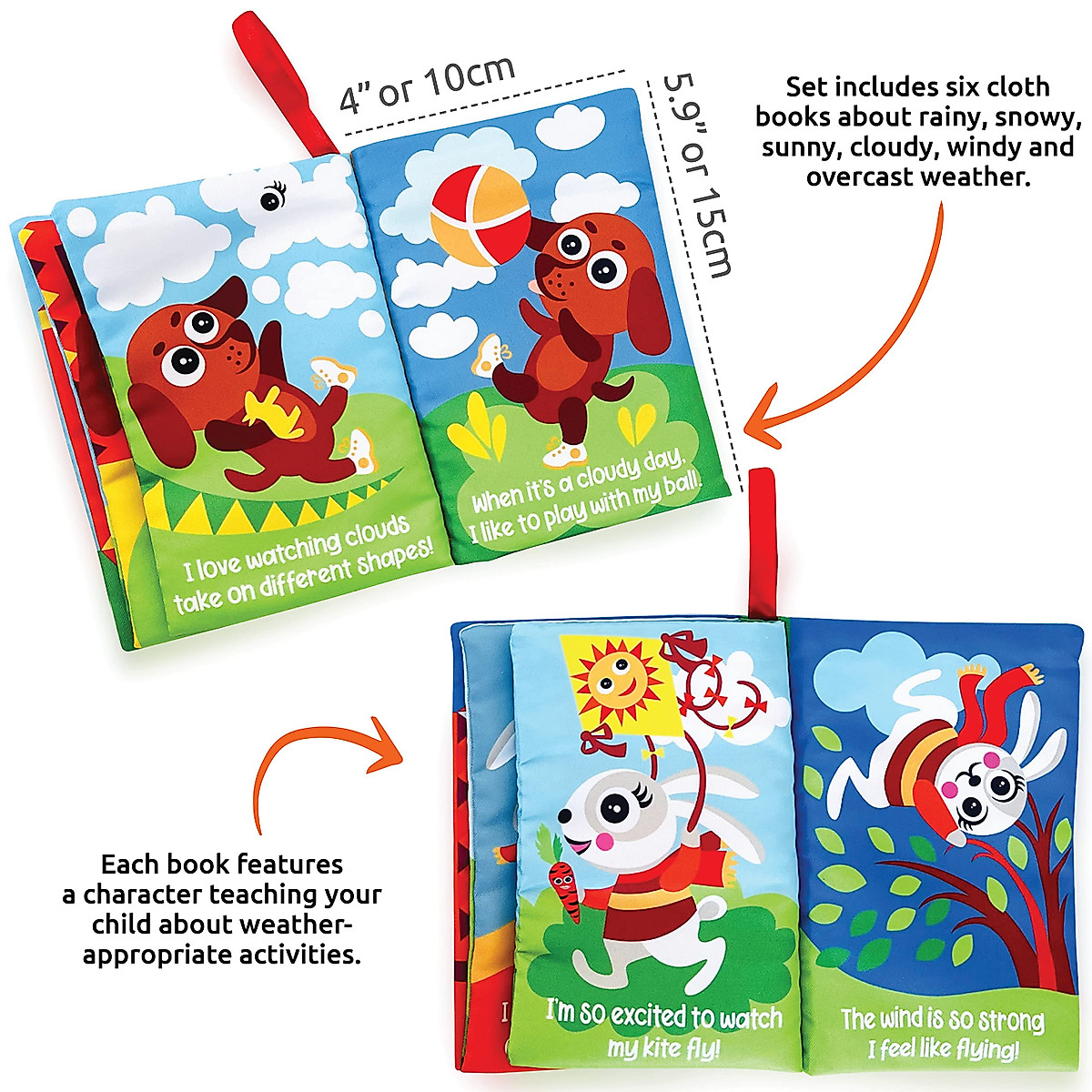 Cloth Books for Babies Weather Themed- Soft Baby Books Features Characters About Weather - Soft Baby Toys for Learning and Brain Development