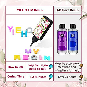 YIEHO UV Resin-200g Upgraded Crystal Clear Hard UV Curing Epoxy Resin Starter Supplies for Craft Jewelry Making