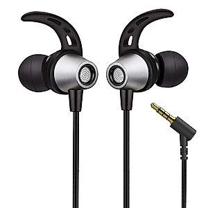 Raxinbang Headset Sports HiFi Sound in-Ear 3.5mm Wired Earphones Headphones Phone Headset for Running Gaming （Red/Silver Grey） (Color : Silver Grey)