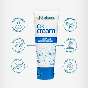 Grahams Natural C+ Eczema Relief Cream - Nourishes & Soothes Dermatitis, Inflammation, Redness Treatment for Irritated, Dry Skin - All Natural Ingredients with Manuka honey, Steroid-Free (1 x 1.76oz)