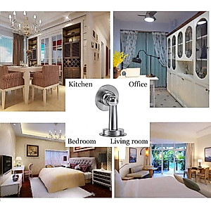 Decohomeforu 2 Pack Door Stopper, Magnetic Door Stopper, Brushed Stainless Steel Door Stopper Catch Holder, No Drill Doorstop with Self Adhesive Tape & Screws for Stronger Wall & Floor Mount (Silver)