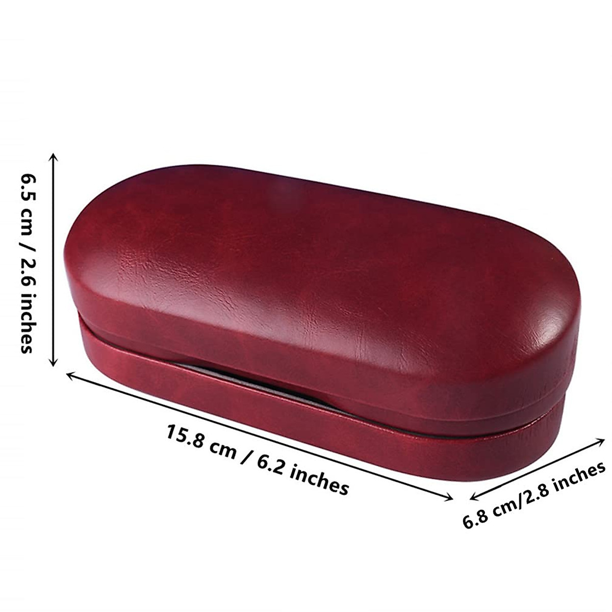 RURAUOGR Double Glasses Case Hard Shell Dual Eyeglasses Case Protective for 2 Pairs of Glasses (Not Suitable for Sunglasses) (Red)