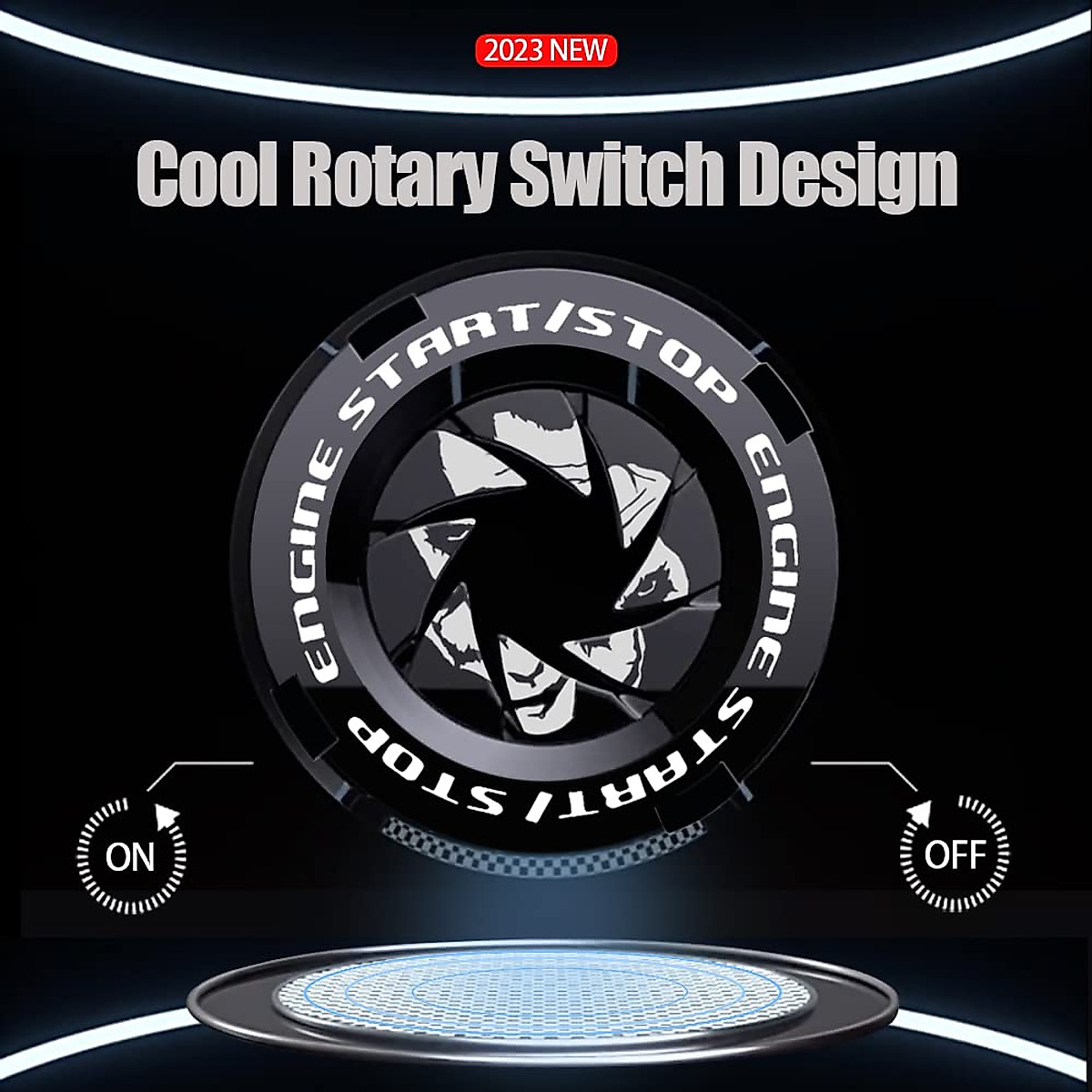Tybasthe Rotary Push Start Button Cover, Joker Car Accessories Engine Start Stop Button Cover, Car Stickers Interior Decor, Motorcycle Ignition Key Switch Cover, Black