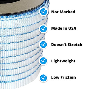 IDL Packaging 3/4" x 250' Mule Tape, 2400 lbs Break Strength, White - UV-, Moisture- & Abrasion Resistant Pull Tape - Heavy Duty Unmarked Woven Polyester Flat Rope for Pulling Wires, Camping, Home Use