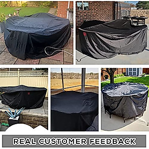 Turtle Life Patio Furniture Sets Cover,Heavy Duty Round Outdoor Dinning Table and Chairs Cover,No Fading Away Within 2 Years,Black,Dia 72" x 29" H