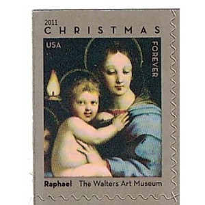 Christmas Madonna of the Candelabra by Raphael Book of 20 Forever Postage Stamps Scott 4570a