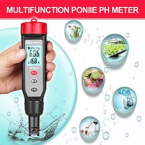 Poniie PH2022Plus Waterproof Digital PH Meter for Water Hydroponics Food Brewing w/Portable Toolkit Combo, 0.01 Resolution