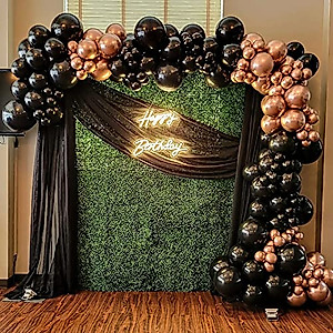 136Pcs Rose Gold Balloon Arch Garland Kit, Black and Rose Gold Balloons with 22Inch 4D Foil Balloons for Women Girls Party Birthday Wedding Bridal Shower Bachelorette Engagement Anniversary Graduations Retirement New Year Party Supplies Backdrop Decoratio