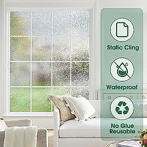 Coavas Frosted Window Privacy Film: Crystal Glass Film, No Glue Static Film, Anti UV Window Clings, One Way Vision Blocking for Home Office(17.7x78.7 inches)
