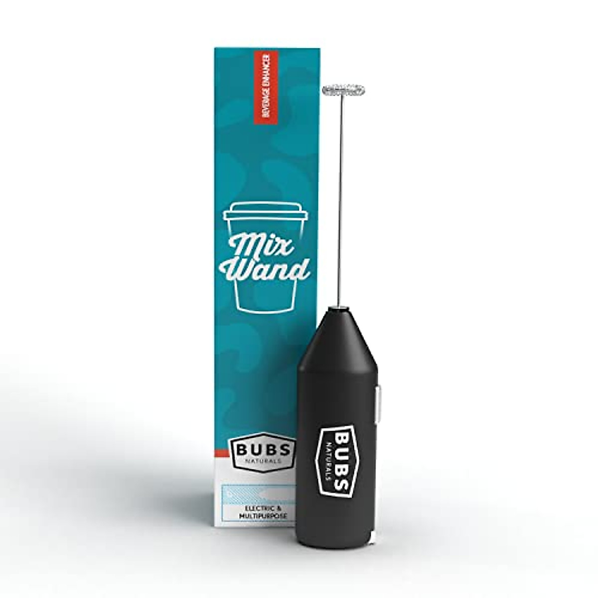 BUBS Naturals Mix Wand - Handheld Milk Frother - Lattes, Coffee, Cappuccino, Frappes, Hot Chocolate Blender - Portable Protein Powder, Omelet, Egg, Shakes, Smoothies Mixer - Food Grade Stainless Steel