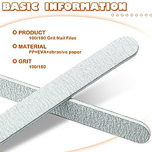 100 Pcs Grit Nail Buffers Files 100/180 Emery Board Double Sided Manicure Pedicure Tool Nail Buffering Files Fingernail Files for Women Men Nails Home Salon Supplies