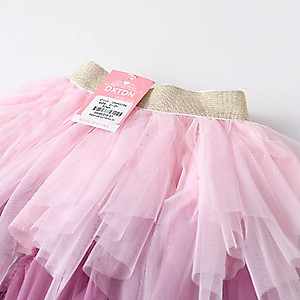 DXTON Kids Baby Girls Tutu Toddler Rainbow Flower Tulle Skirt SK215 3T