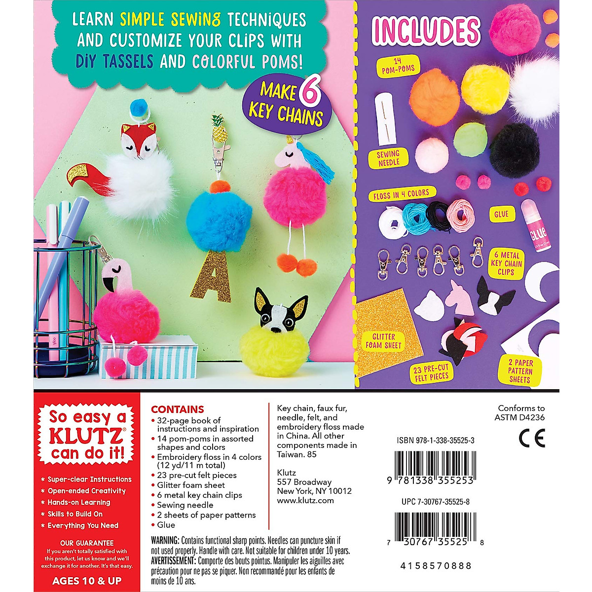 Klutz Pom-Pom Backpack Clips Craft Kit